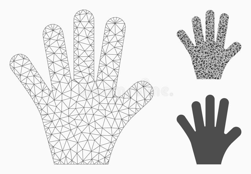 Palm Fingers Vector Mesh Carcass Model and Triangle Mosaic Icon Stock ...