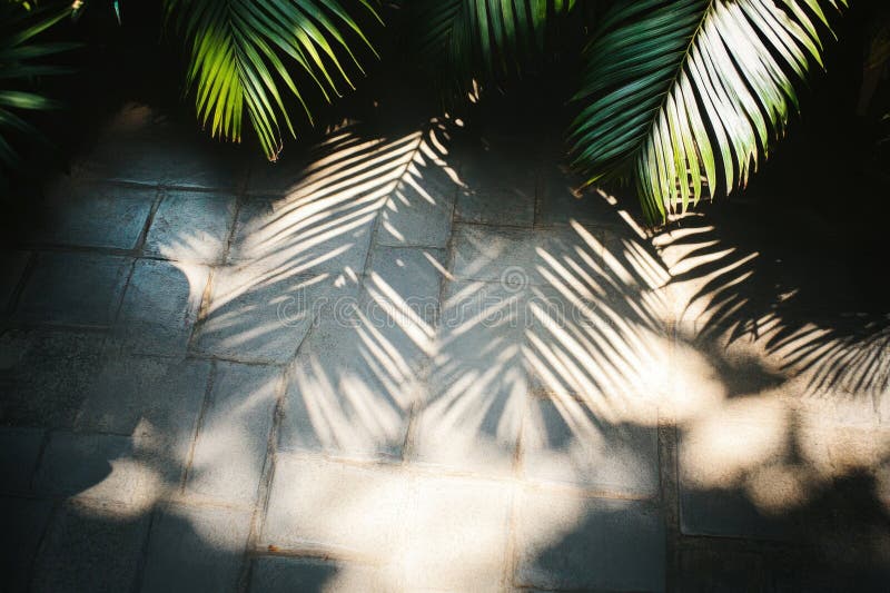 Palm Frond Shadow Cast on a Stone Patio Stock Illustration ...