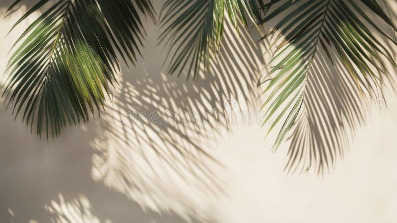 Palm Fronds Cast Shadows on a Light Tan Wall Stock Illustration ...