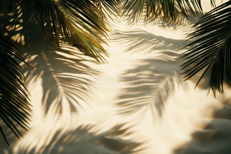 Palm Fronds Cast Shadows on Sandy Beach Stock Illustration ...