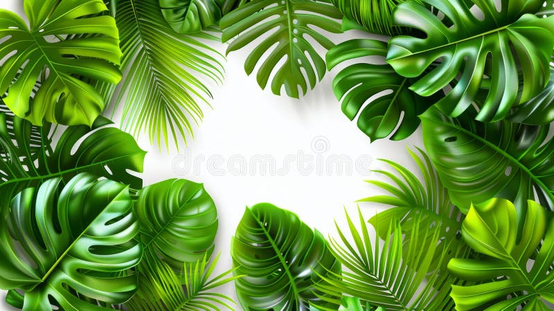 Palm Fronds Create Text Frame in Natural Tropical Design for Creative ...