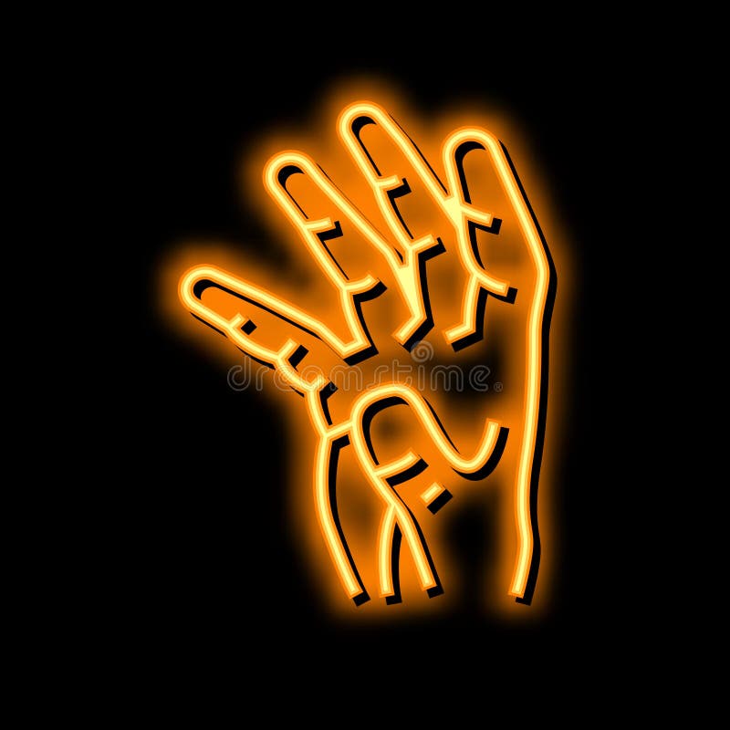 Palm of Hand Neon Glow Icon Illustration Stock Vector - Illustration of ...