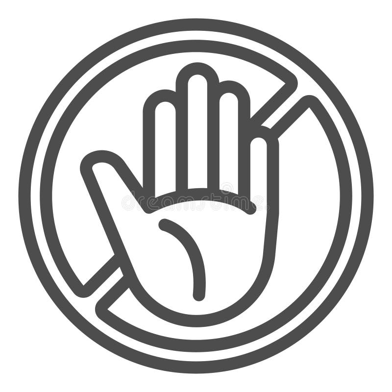 Palm of Hand Please Stop Line Icon, Beware Warning Danger Concept ...