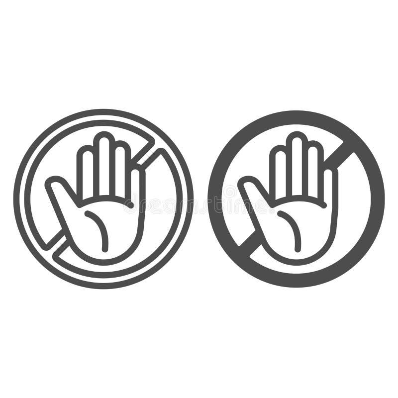 Palm of Hand Please Stop Line and Solid Icon, Beware Warning Danger ...