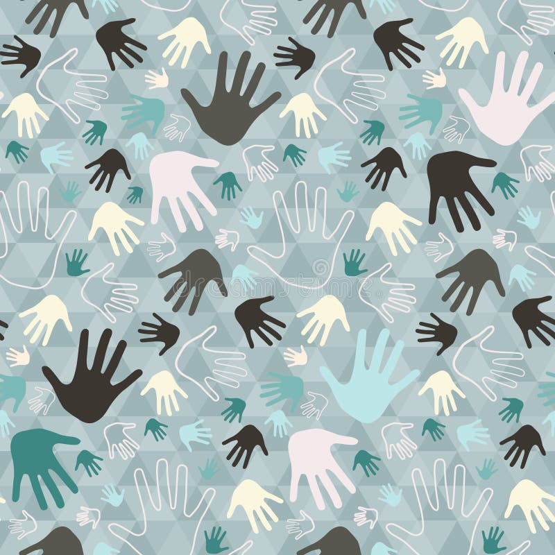 Palm Hand Seamless Vector Retro Pattern Stock Vector - Illustration of ...