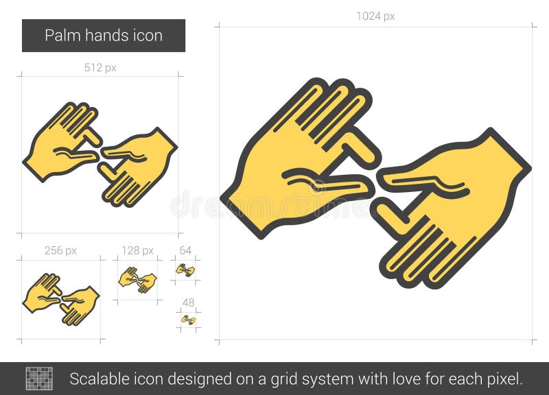 Palm hands line icon. stock vector. Illustration of gesturing - 80697388