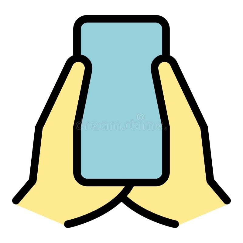 Palm Holding Phone Icon Vector Flat Stock Illustration - Illustration ...