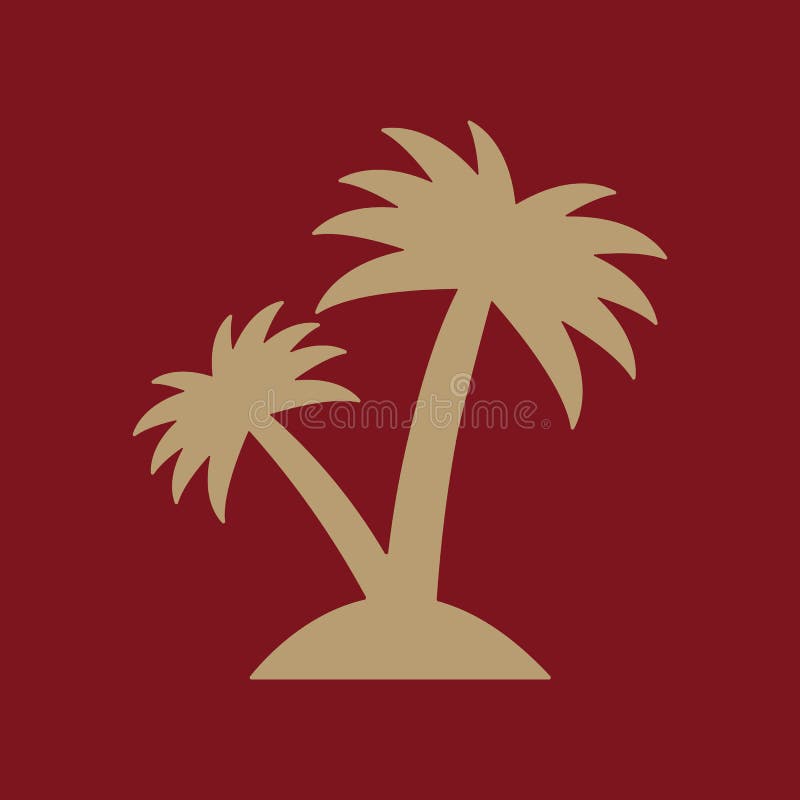 Island Symbol with Sea and Palm Trees. Stock Vector - Illustration of ...