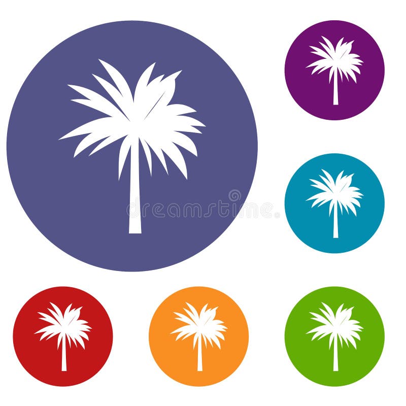 Palm icons set stock vector. Illustration of circle, exotic - 95683327
