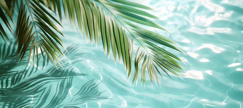 Palm Leaf on Blue Water Wave Background Stock Illustration ...