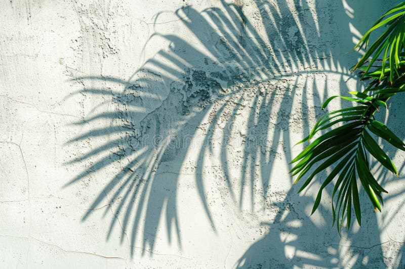 Palm Leaf Casting Shadow on a Wall, Suitable for Nature or Tropical ...