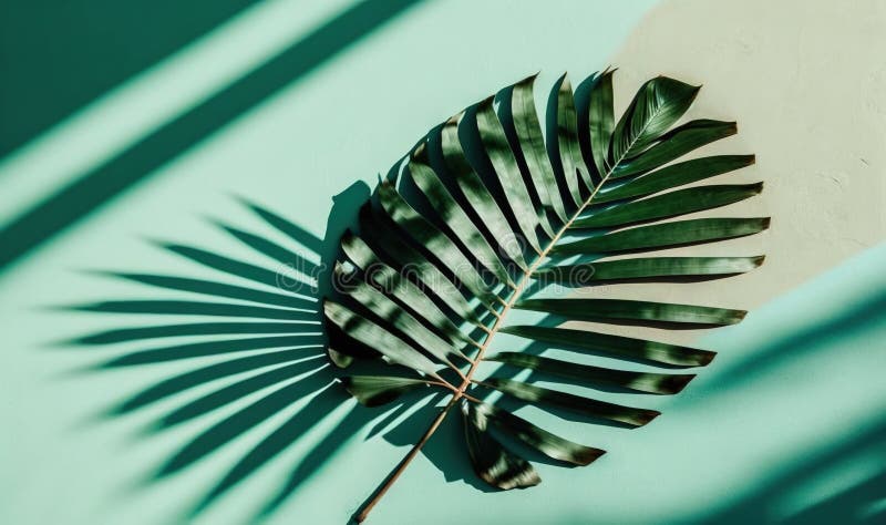 A Palm Leaf Casts a Shadow on the Wall of a Building Stock Illustration ...