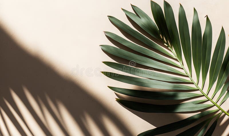 A Palm Leaf Casts a Shadow on the Wall of a House Stock Illustration ...
