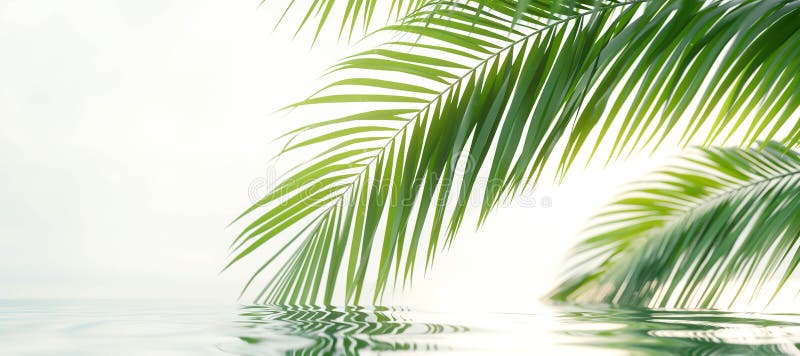 Palm Leaf on Clear Water Wave Background Stock Illustration ...