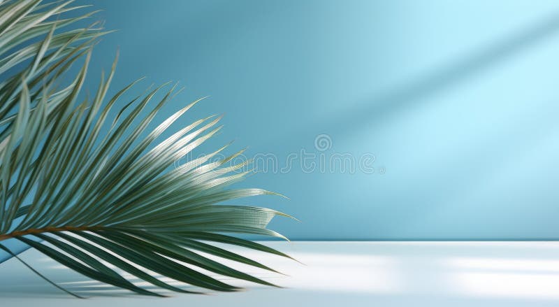 A Palm Leaf in Front of a Blue Wall Stock Photo - Image of natural ...