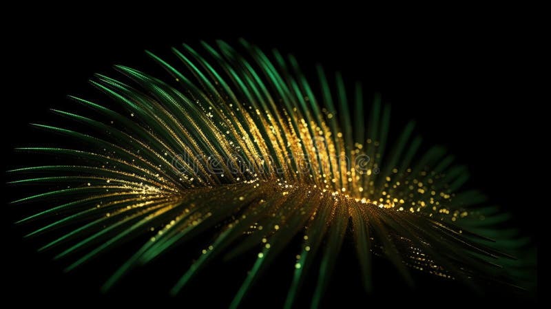 Palm Leaf Illuminated by Glowing Particles Generative AI Stock ...