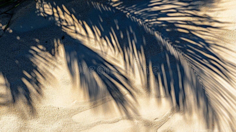 Palm Leaf Shadow on Beige Sand Beach Stock Illustration - Illustration ...