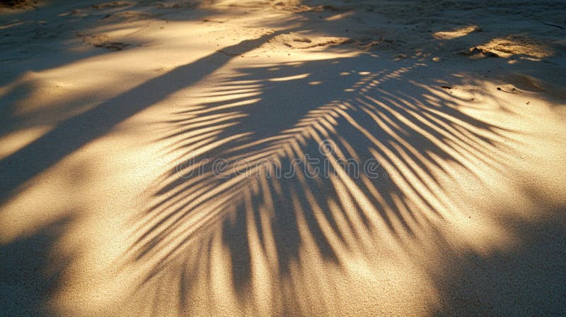 Palm Leaf Shadow on Golden Sand Beach Stock Illustration - Illustration ...