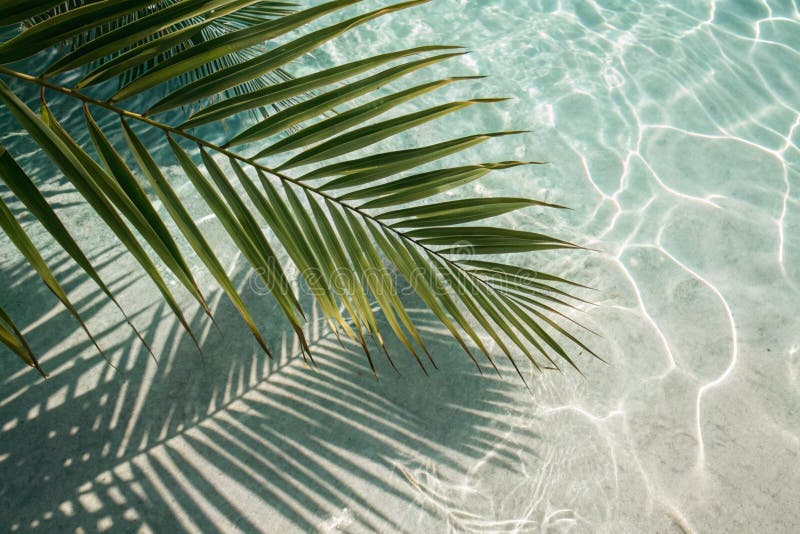 Palm Leaf Shadow Over Water Surface Stock Illustration - Illustration ...