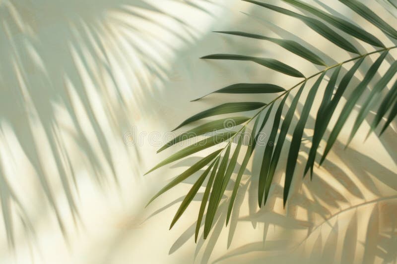 Palm Leaf Shadow on Wall. Natural Background with Copy Space ...