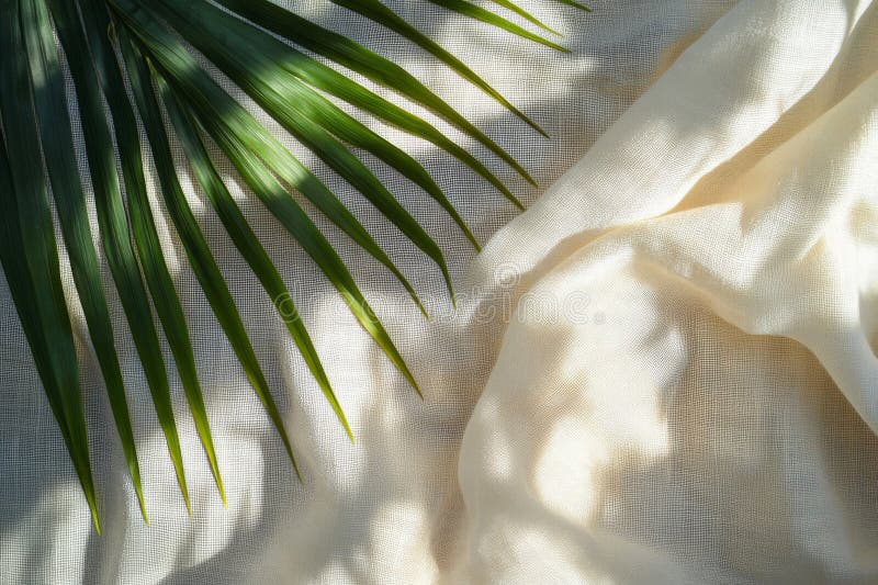 Palm Leaf Shadow on White Fabric Stock Illustration - Illustration of ...