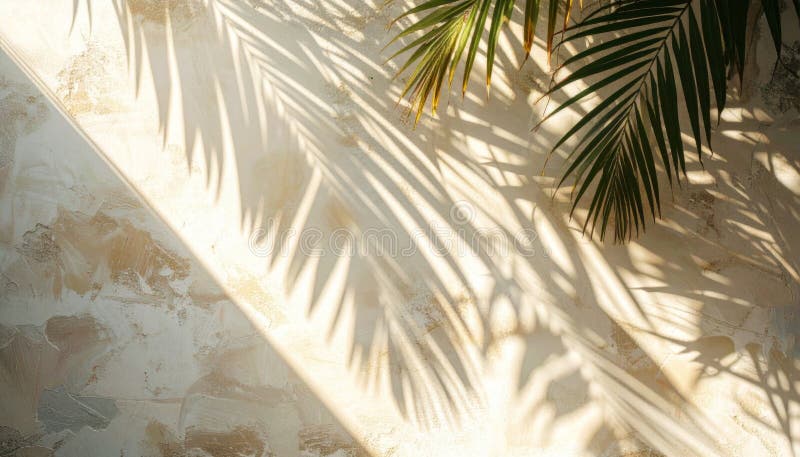 Palm Leaf Shadows on Beige Wall Stock Illustration - Illustration of ...