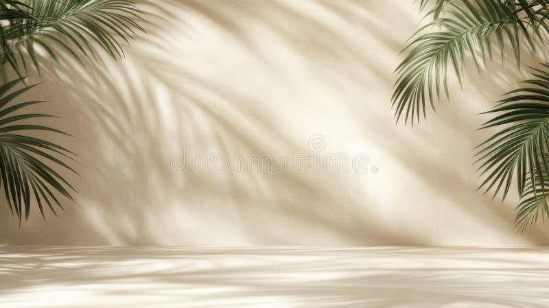 Palm Leaf Shadows on Beige Wall Minimalist Summer Background Stock ...
