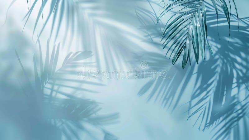 Palm Leaf Shadows on a Blue Wall Stock Illustration - Illustration of ...