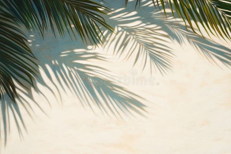 Palm Leaf Shadows Cast on a Light Beige Wall Stock Illustration ...