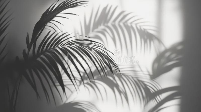 Palm Leaf Shadows Cast on a White Wall Stock Illustration ...
