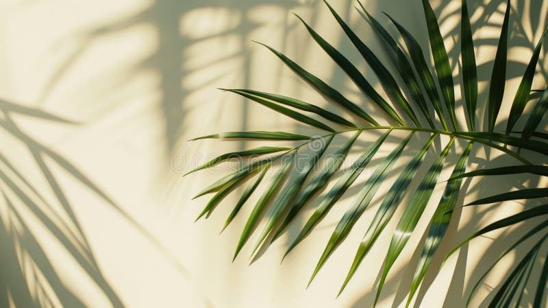 Palm Leaf Shadows on a Light Cream Wall Background Stock Illustration ...