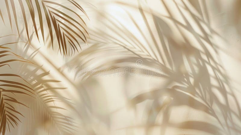 Palm Leaf Shadows on a Light Cream Wall Background Stock Illustration ...
