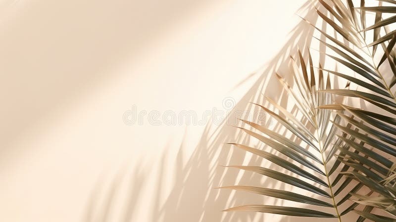 Palm Leaf Shadows on a Light Cream Wall Background Stock Illustration ...