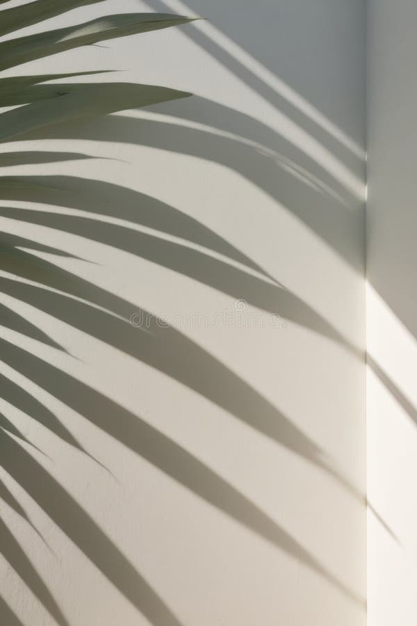 Palm Leaf Shadows and Sunlight on a White Wall. Stock Photo - Image of ...