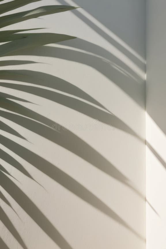 Palm Leaf Shadows and Sunlight on a White Wall. Stock Photo - Image of ...