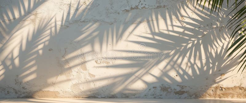 Palm Leaf Shadows on White Textured Wall. Stock Photo - Image of ribbon ...