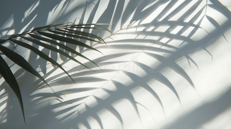 Palm Leaf Shadows on a White Wall Stock Image - Image of summer ...