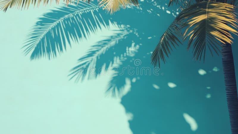Palm Leaves Cast Elegant Shadows Against a Light Blue Backdrop Stock ...