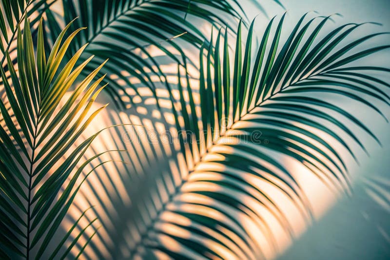 Palm Leaves Cast Shadows on a Light Wall Stock Photo - Image of ...