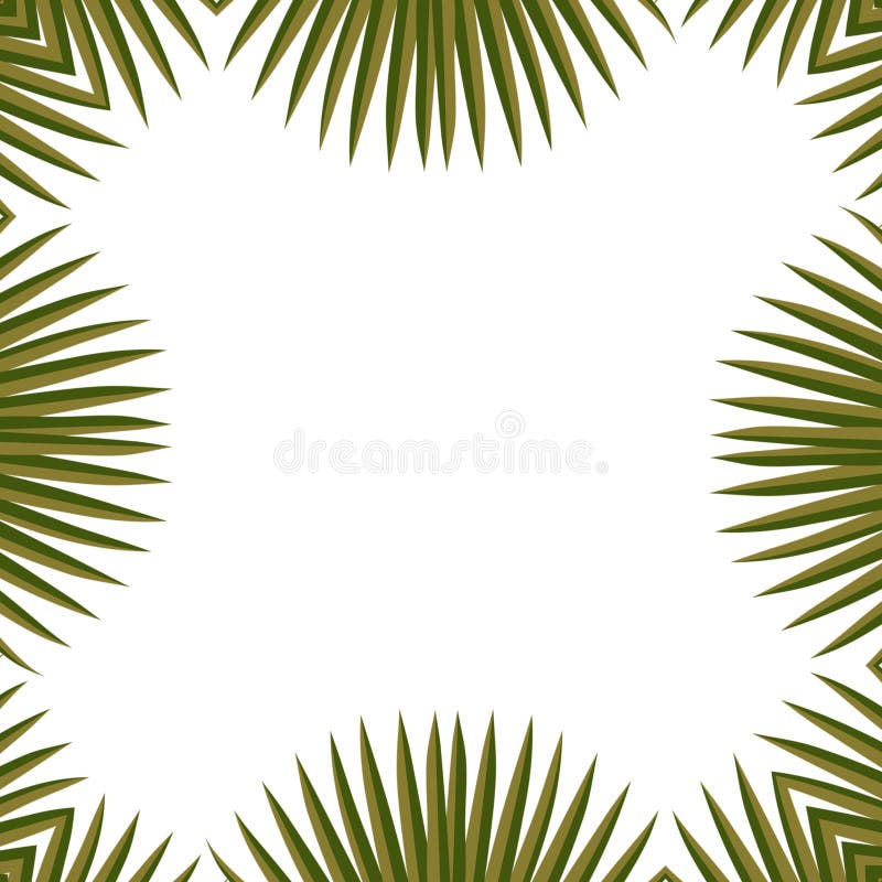 Palm Leaves Frame on White Background. Border Stock Illustration ...