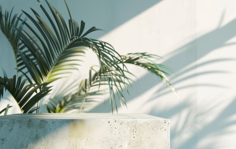 Palm Leaves with Palm Tree on the Concrete Empty Space Stock Image ...