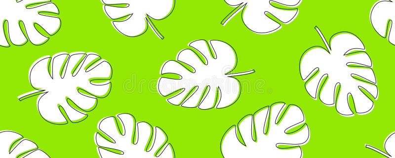 Palm Leaves Seamless Pattern. White Fronds on Green Background Stock ...
