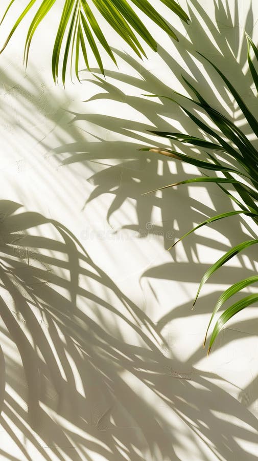 Palm Leaves Shadow on White Wall Background Stock Image - Image of ...