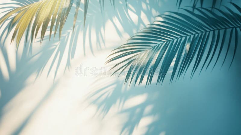 Palm Leaves Shadows on White Wall Background Stock Illustration ...