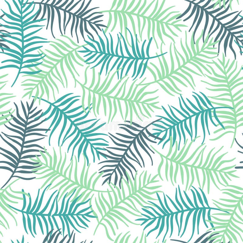 Palm Leaves, Vector Seamless Pattern Stock Vector - Illustration of ...