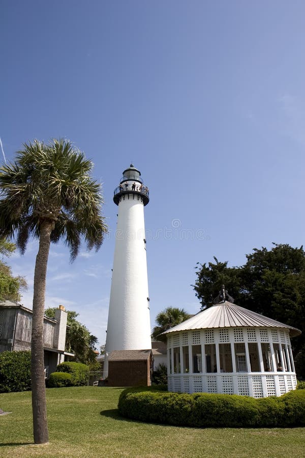 Palm Lighthouse and Gazebo stock image. Image of beacon - 5139521