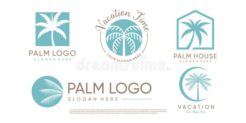 Palm Logo Design Collection with Creative Element Concept Idea Stock ...