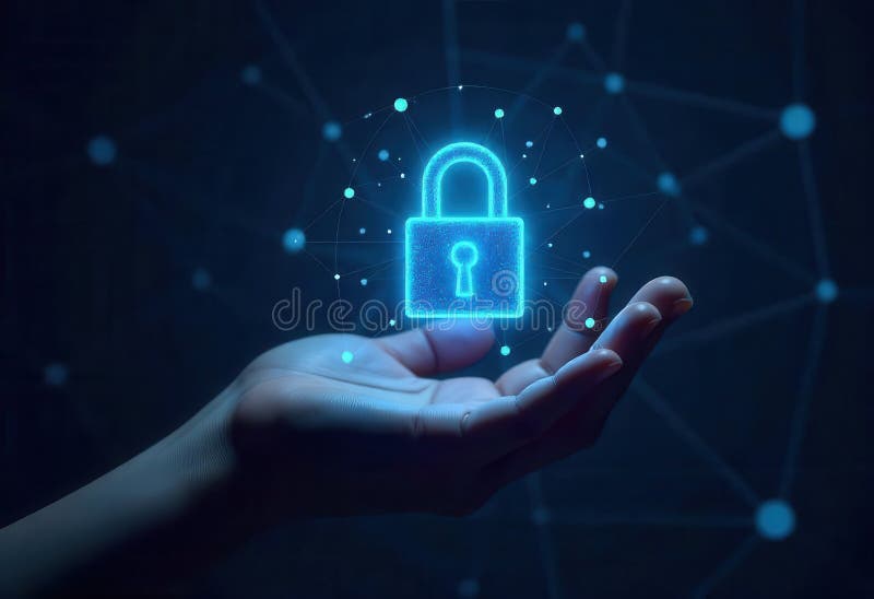 Palm of a Man is a Padlock Showing Security Protection in Good Hand ...