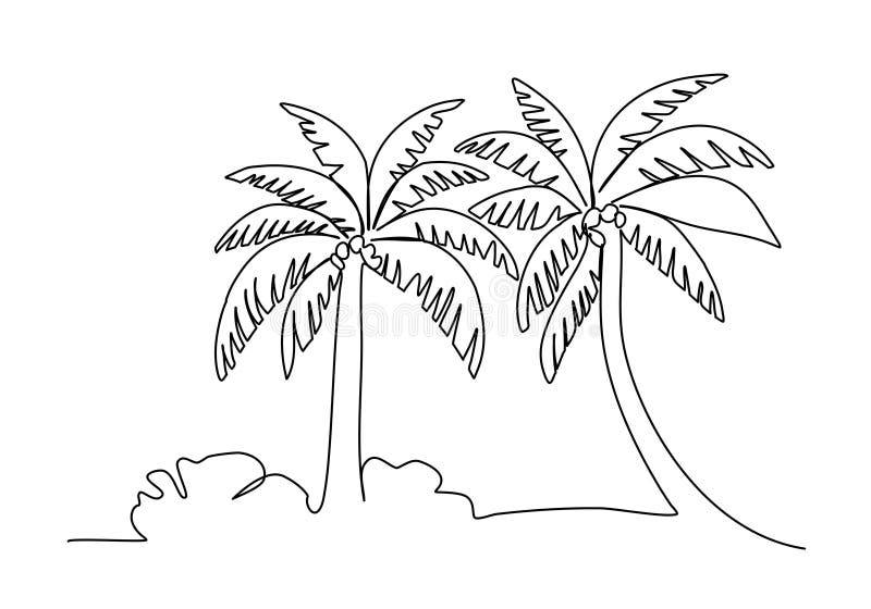 Palm One Line Drawing Vector Illustration Stock Vector - Illustration ...