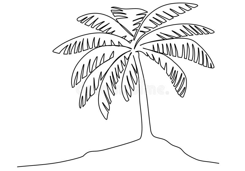Palm One Line Drawing Vector Illustration Stock Vector - Illustration ...